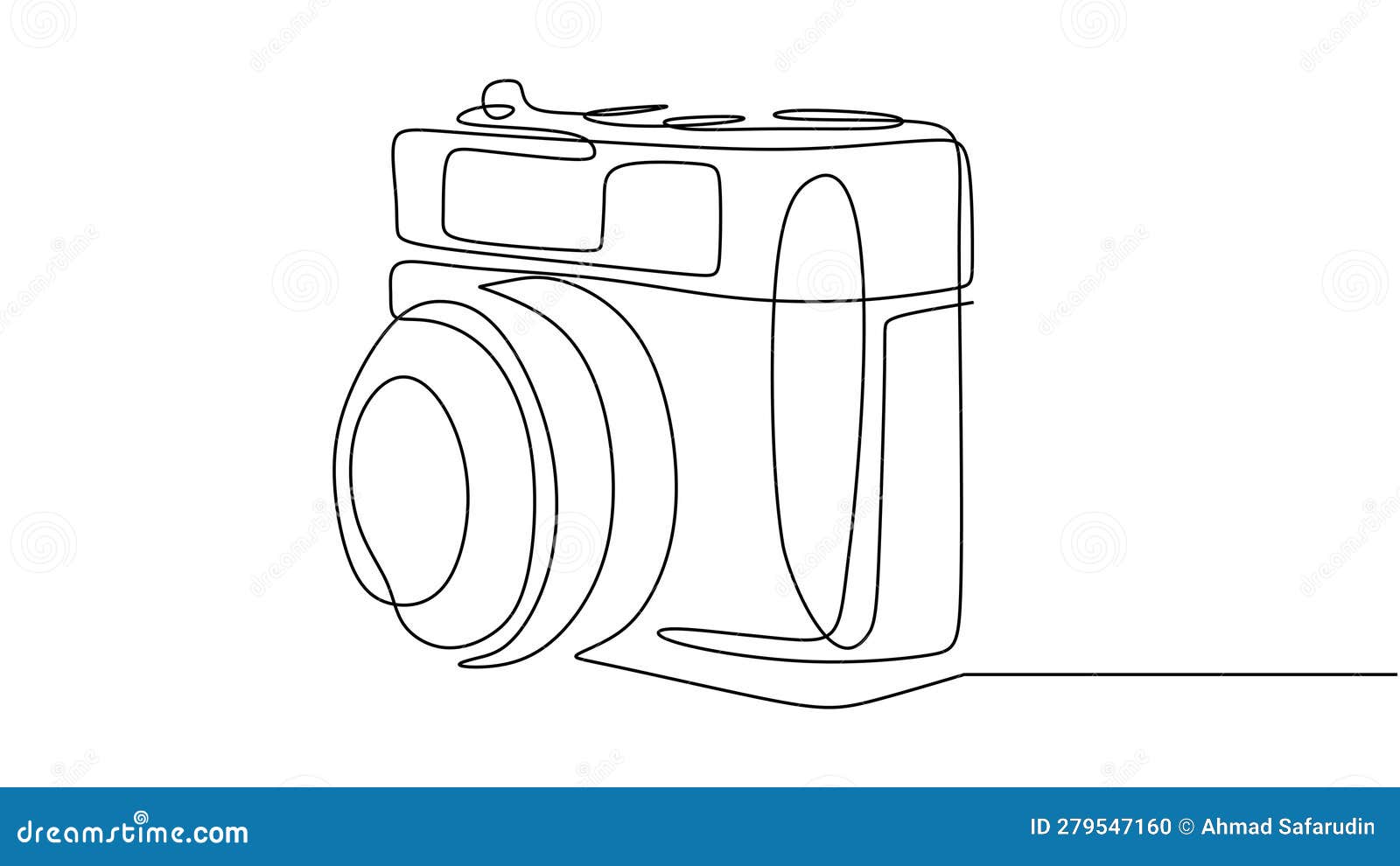Old Camera One Line Drawing. Vector Editable Stroke, Hand Drawn ...