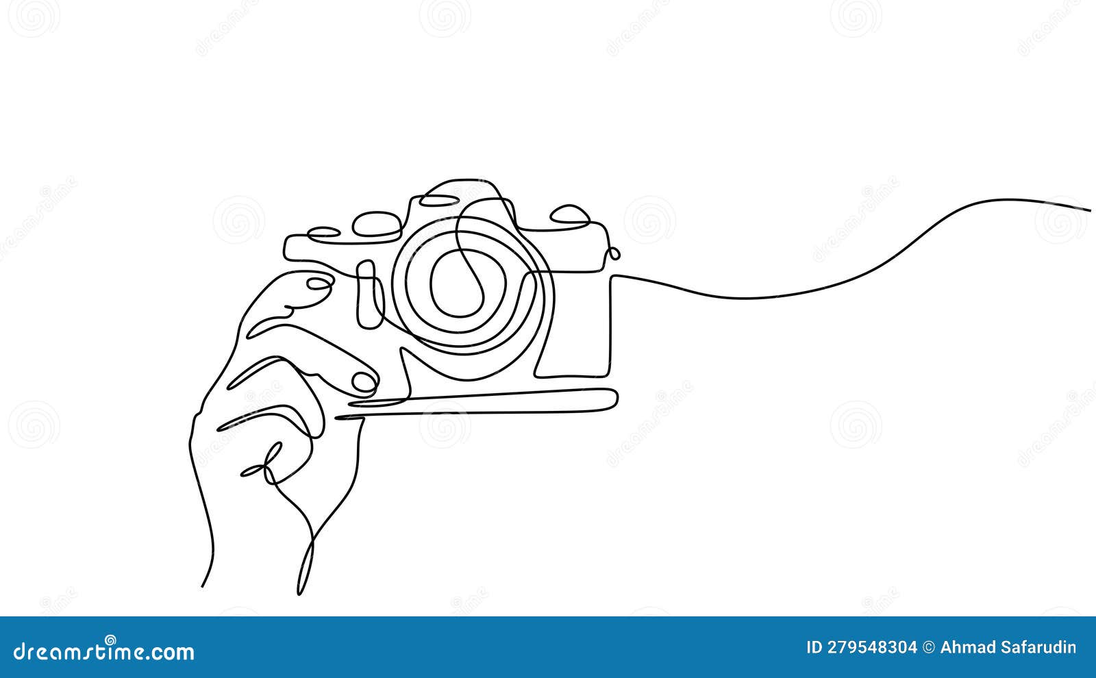 Old Camera One Line Drawing. Vector Editable Stroke, Hand Drawn ...