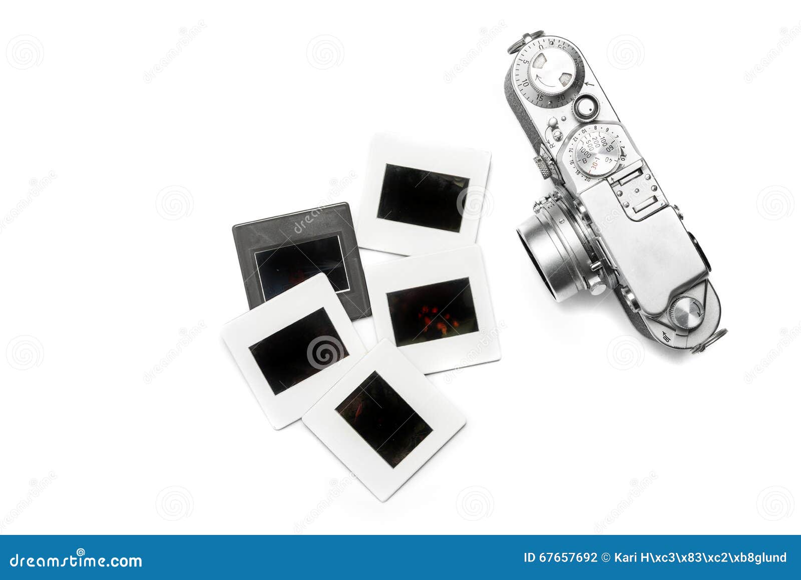 Old Camera and Slides on White Background Stock Photo - Image of slide ...