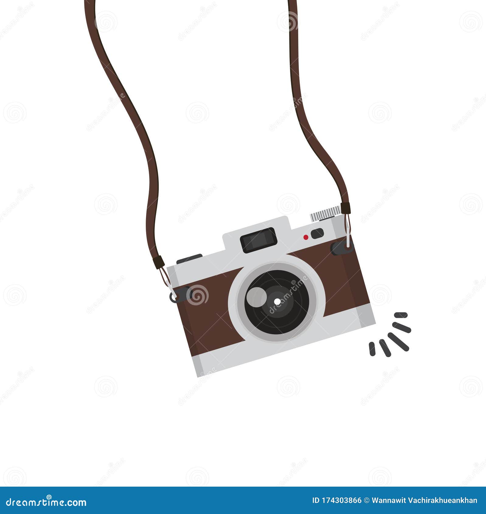 Old Camera with Strap Vector Stock Vector - Illustration of disk, brown ...