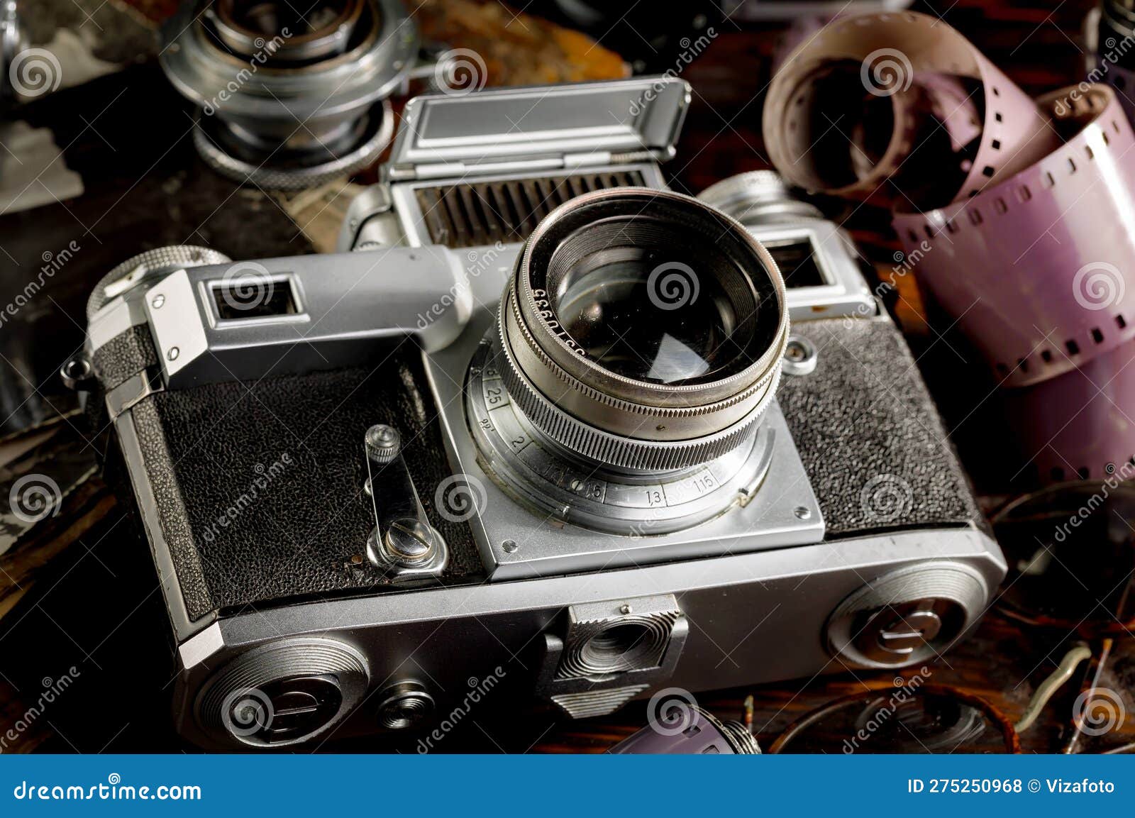 Old Camera in the Studio on an Old Background Stock Photo - Image of ...