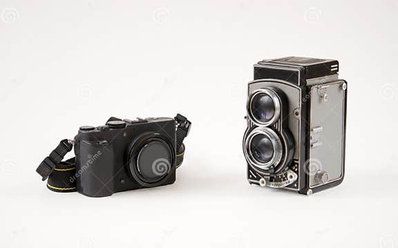 Old Camera Versus the New One Stock Image - Image of photograph, retro ...