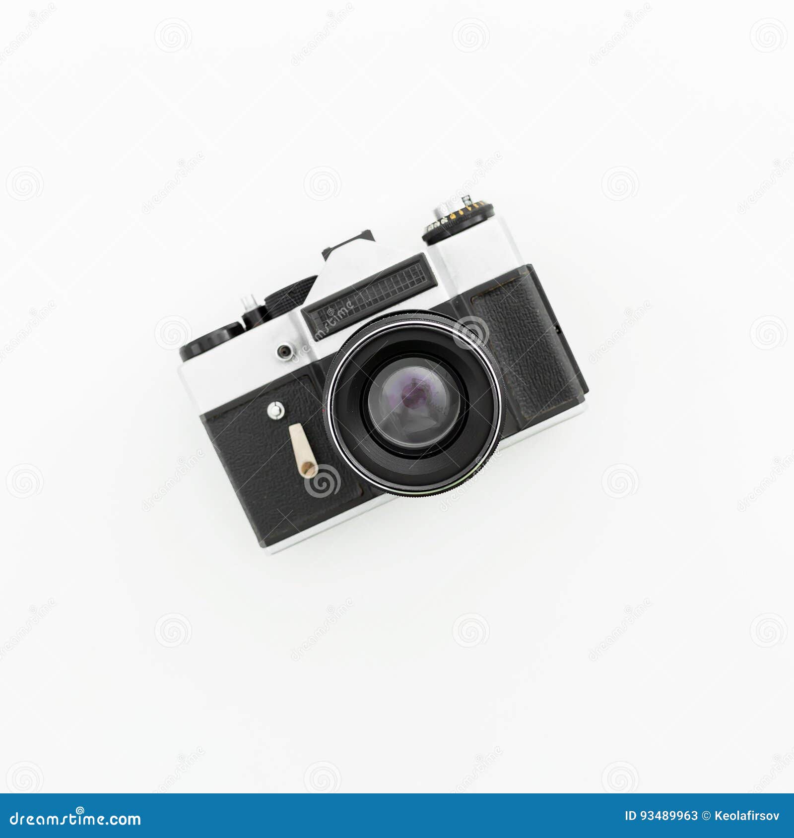 Old Camera on White. Flat Lay, Top View Stock Image - Image of retro ...