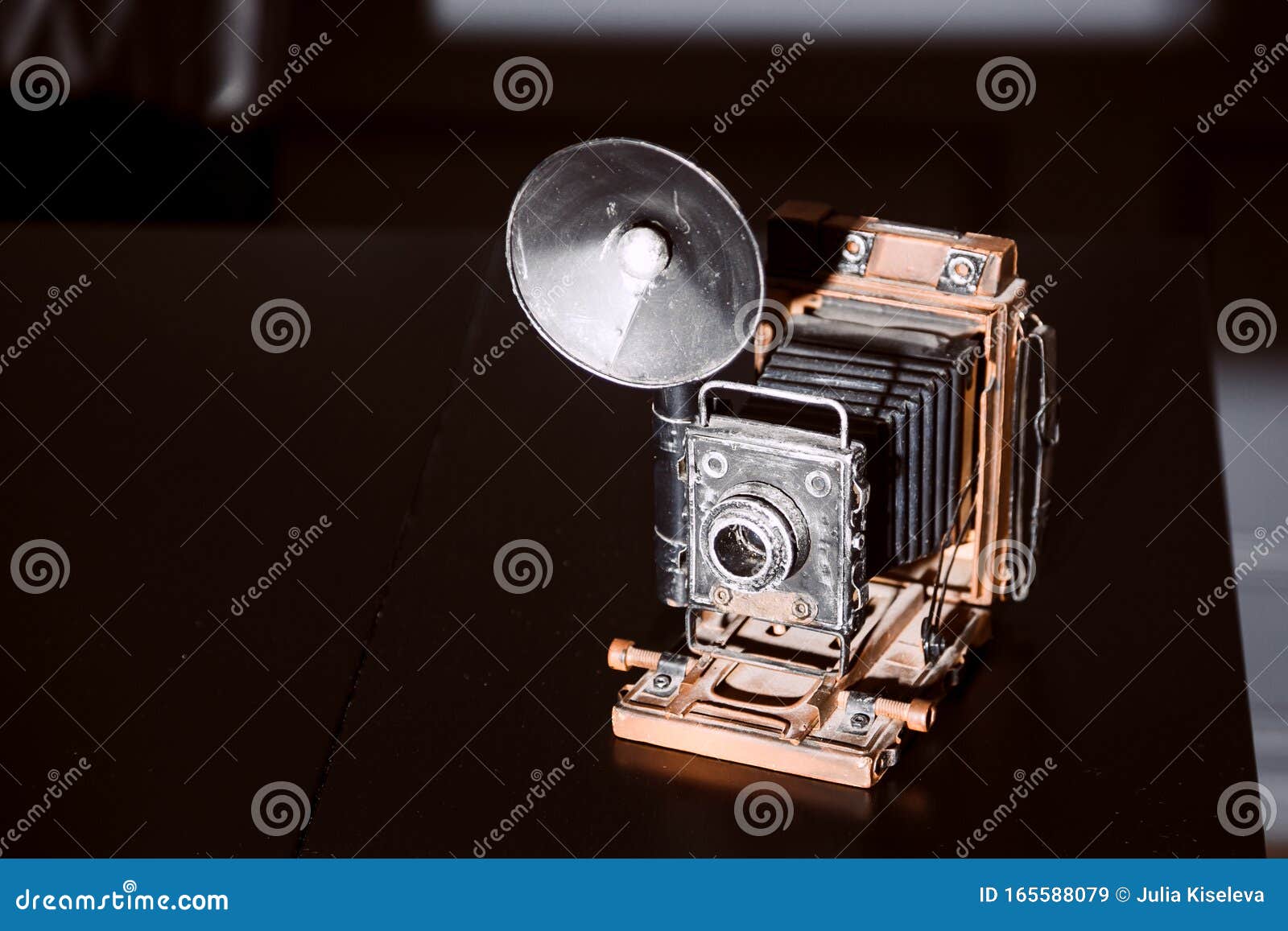 Old Camera on Wooden Table Vintage Style Stock Image - Image of brown ...