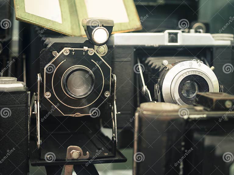 Old Cameras Vintage Collection Stock Photo - Image of manual, grunge ...