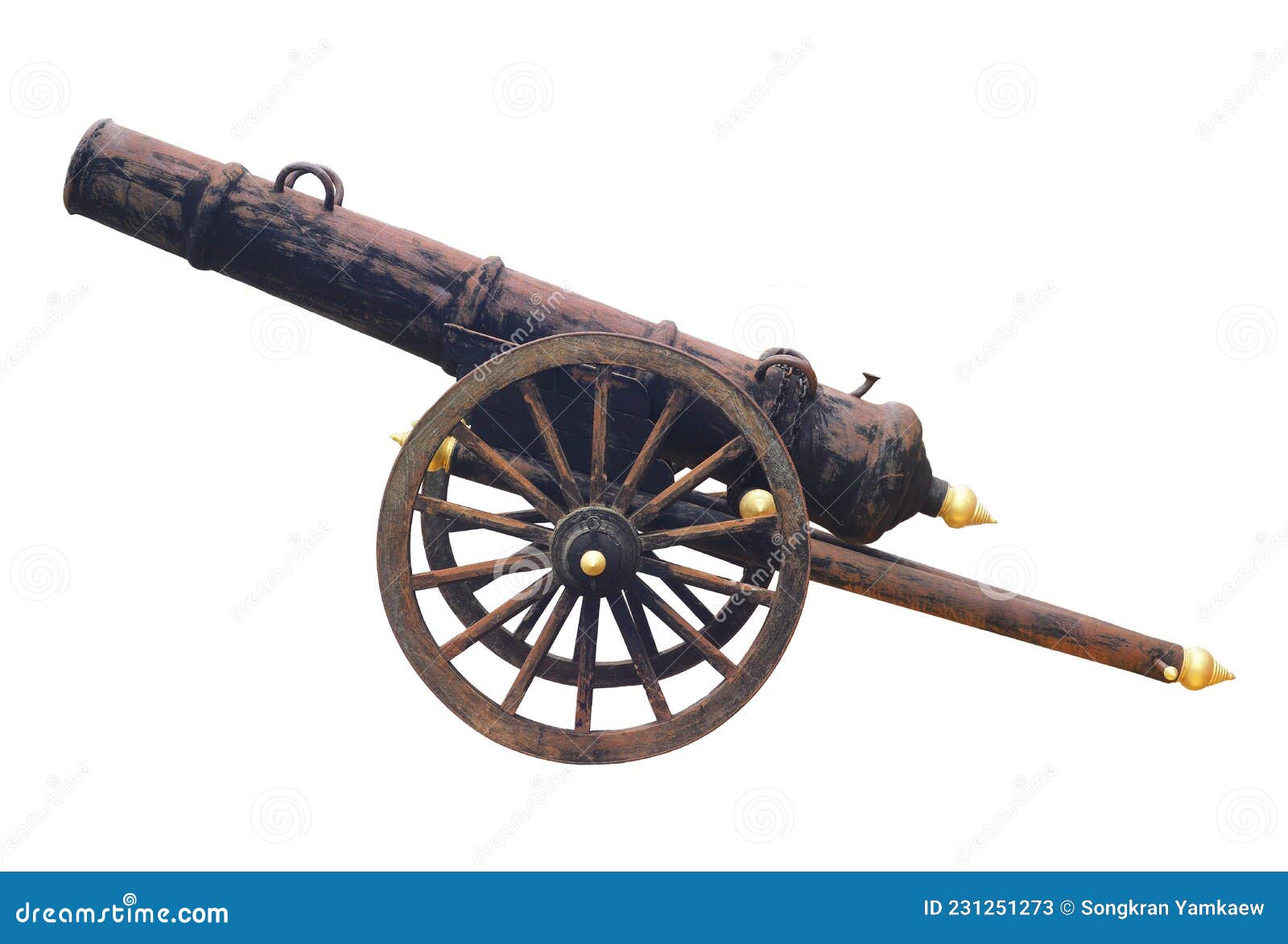 Old Cannon Antique Isolated on White Stock Image - Image of design ...