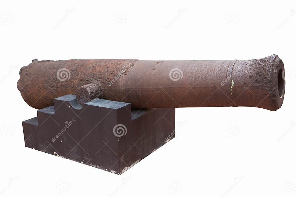 Old Cannon Front View Isolated on White Stock Photo - Image of cannon ...