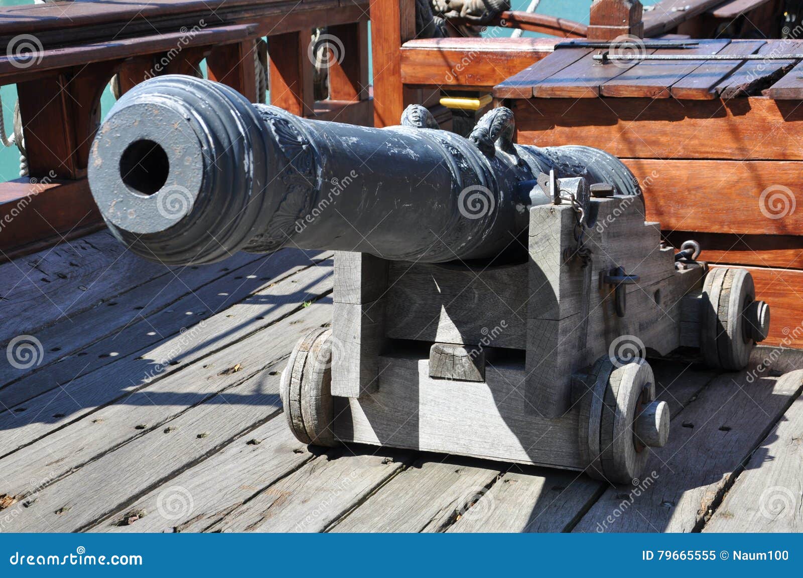 Old cannon on the ship stock image. Image of medieval - 79665555