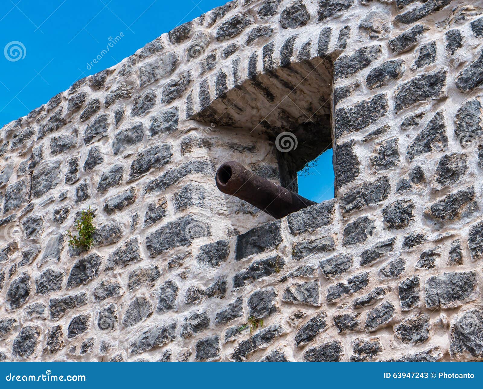 Old canon stock image. Image of stone, window, metal - 63947243