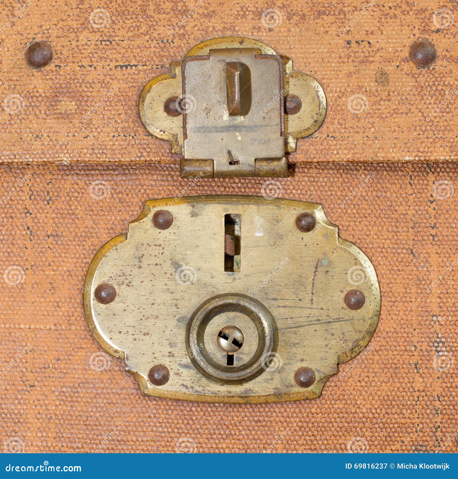 Old Canvas Trunk Lock Close Up Stock Image - Image of case, stripe ...