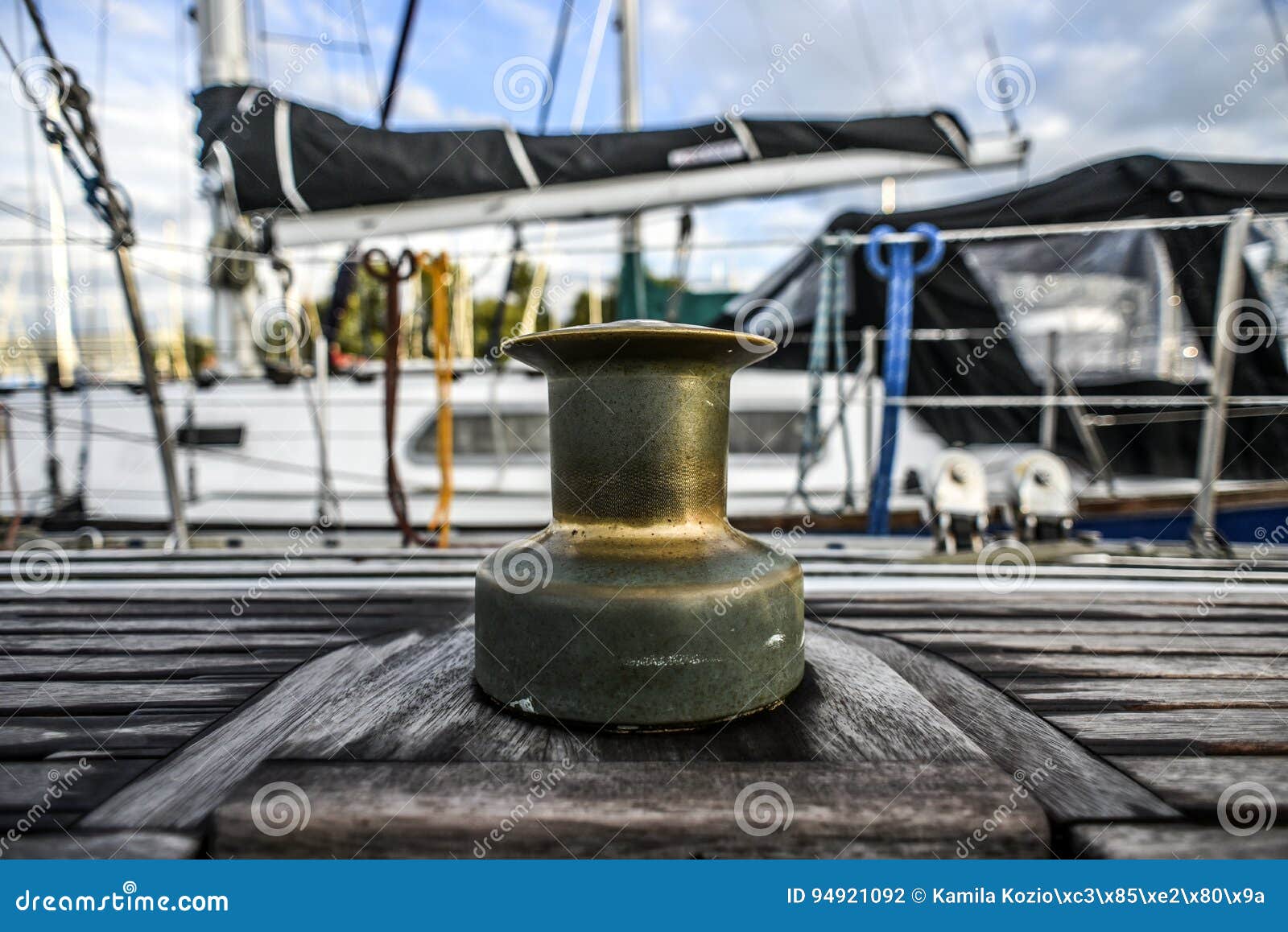 MARINE CAPSTAN WINCH AND BOW RAIL Royalty-Free Stock Photography ...