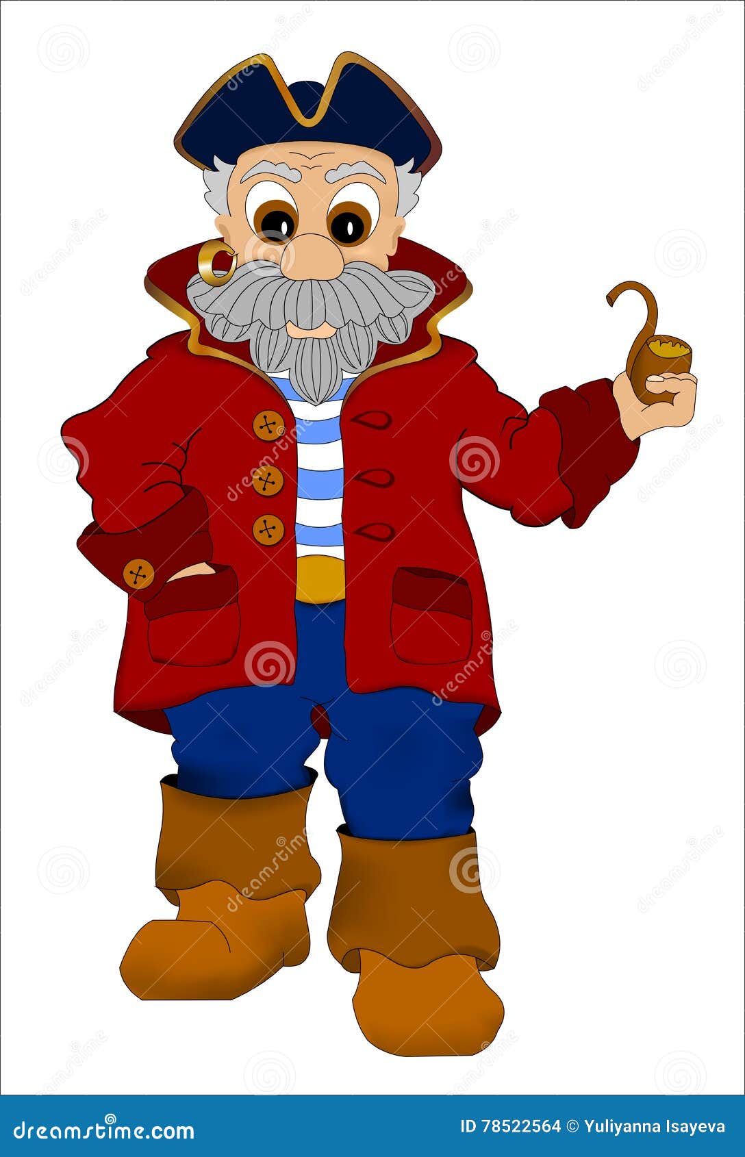 Old captain stock vector. Illustration of elderly, bearded - 78522564