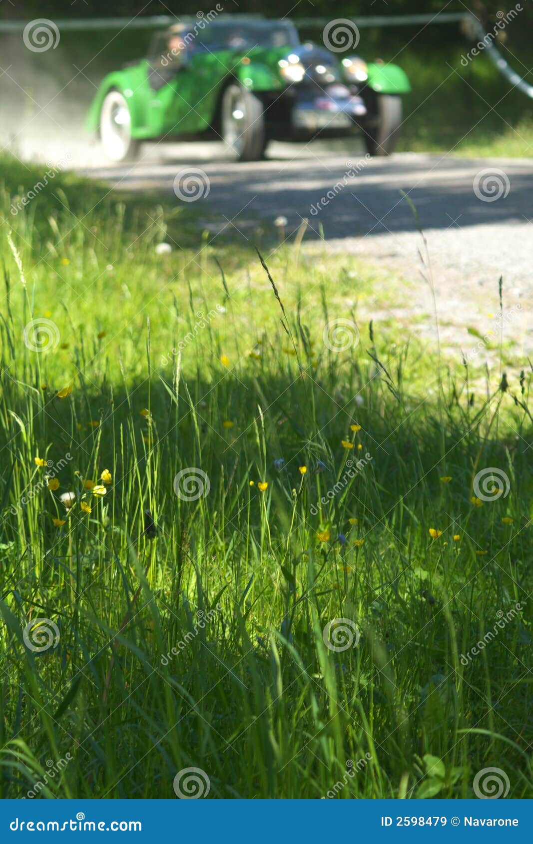 Old car approaching stock image. Image of sports, green - 2598479