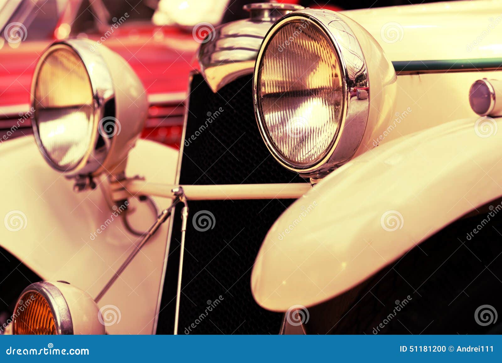 Old Car with Big Headlights Stock Photo - Image of imagery, headlights ...