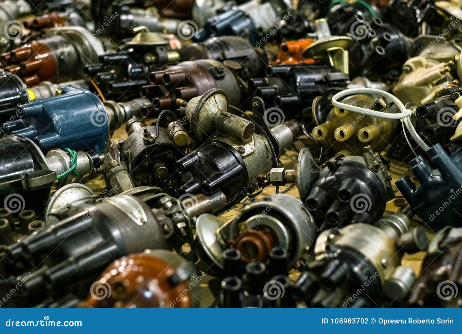 Old car distributors stock photo. Image of plug, land - 108983702