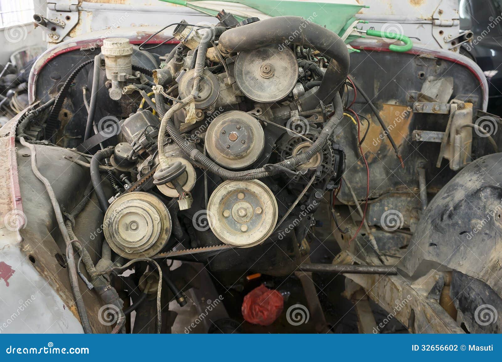 Old Car Engine stock photo. Image of mechanic, fuel, transportation ...