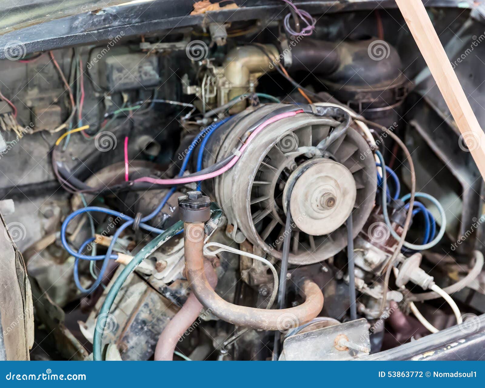 Old car engine stock photo. Image of machinery, engineering - 53863772