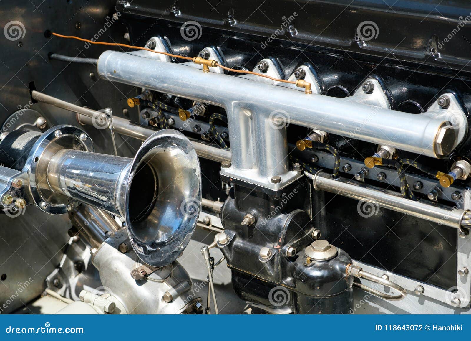 Old Car Engine Interior - Oldtimer Automobile Motor - Stock Photo ...