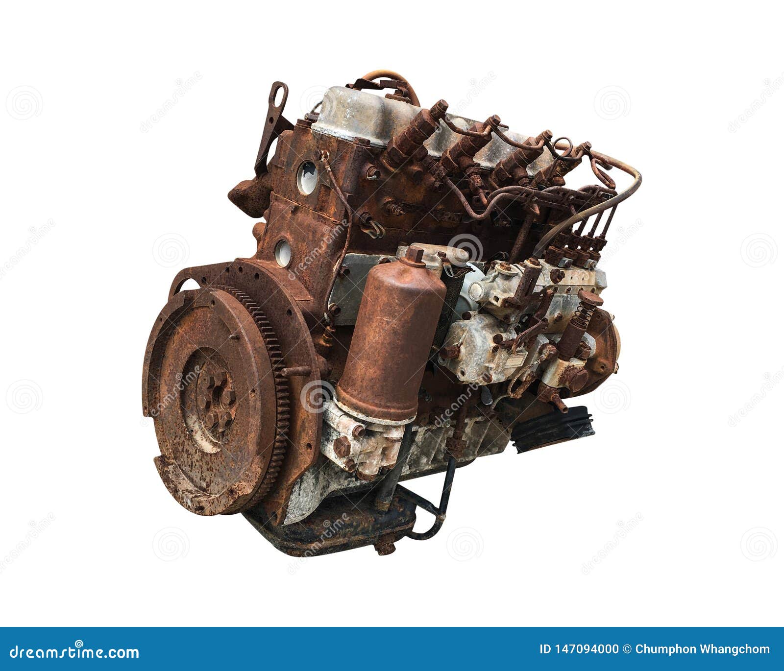 Old Car Engine Isolated on White Background. Rusty Automotive Engine ...