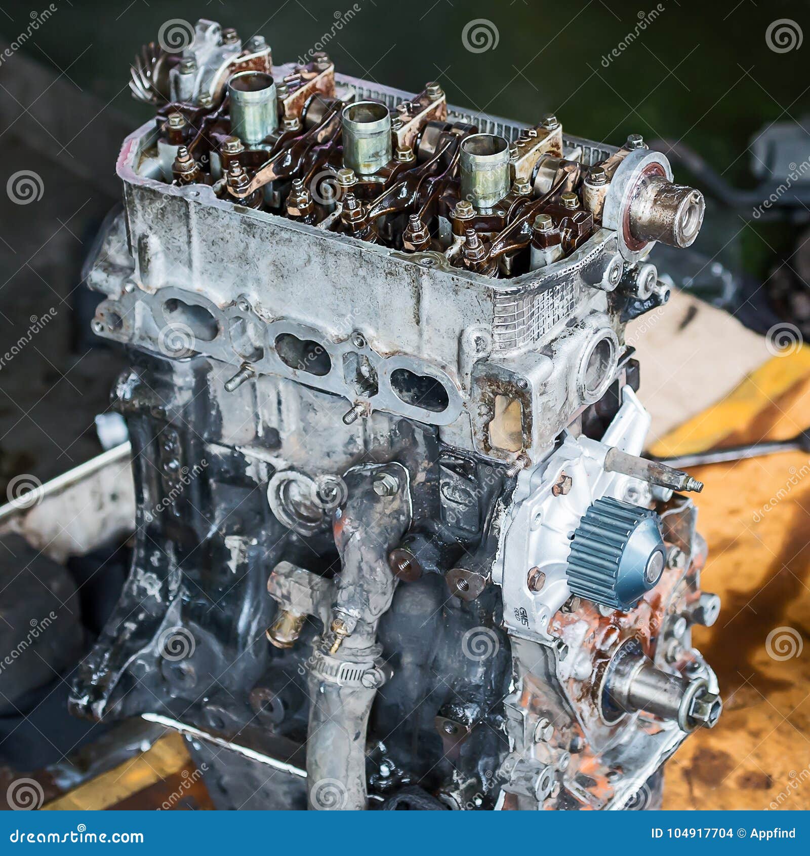 Old car engine. stock photo. Image of diesel, modern - 104917704