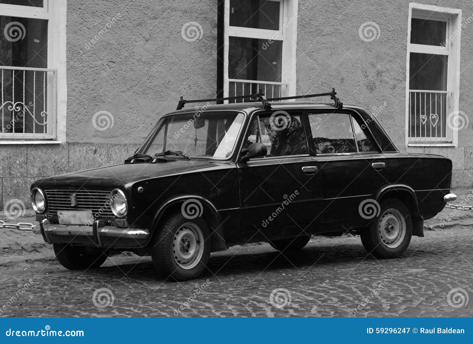 Old Car Lada Parked in Front of Building Stock Image - Image of ...