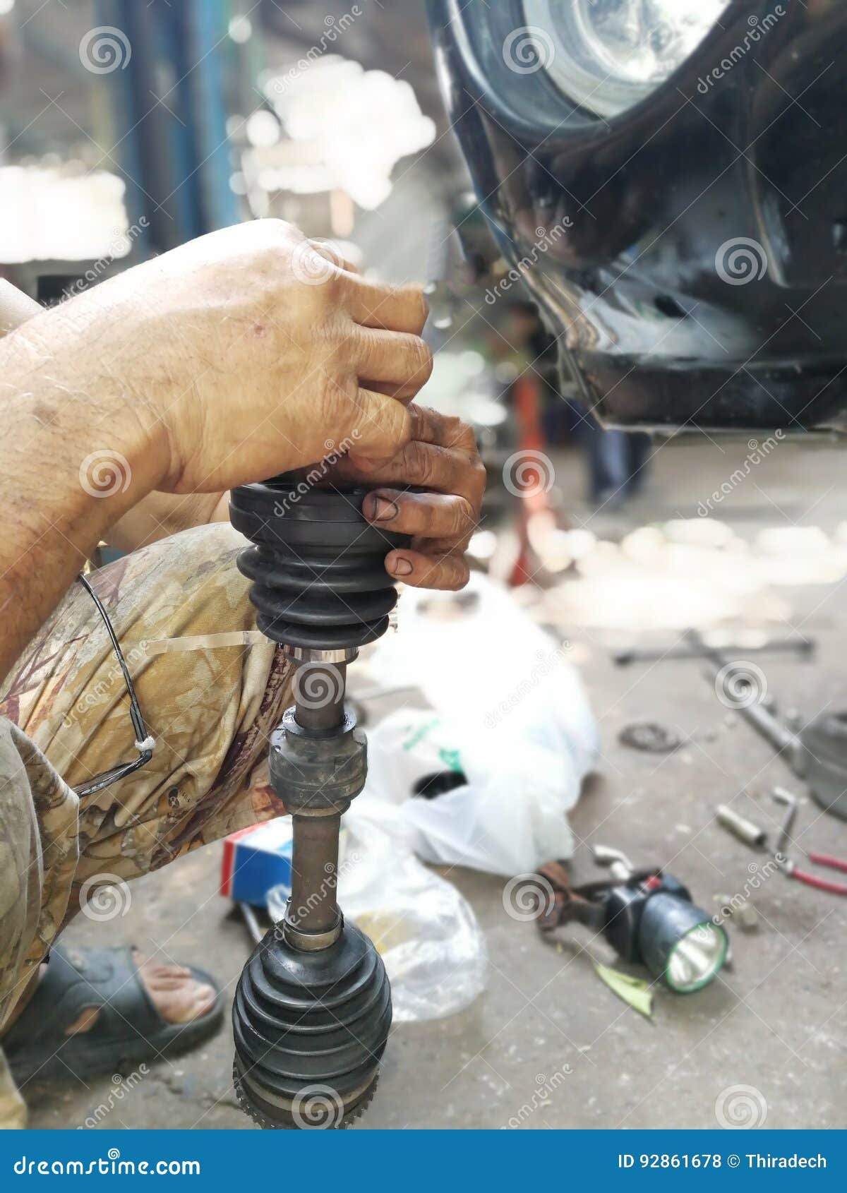 The Old Car Maintenance Process Stock Photo - Image of maintenance ...