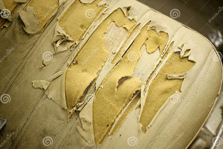 Old Car Seat with Torn Upholstery Stock Image - Image of torn, aged ...