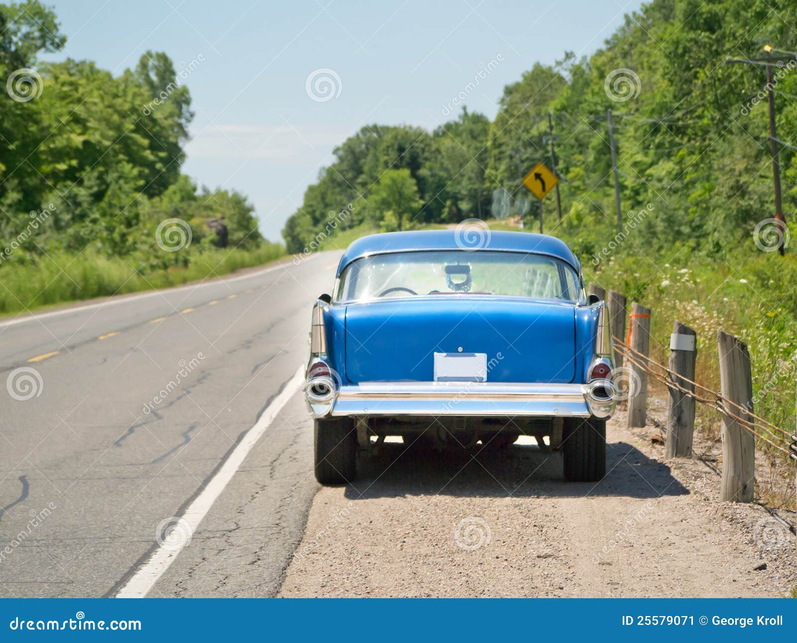 Old car on side of highway stock image. Image of travel - 25579071