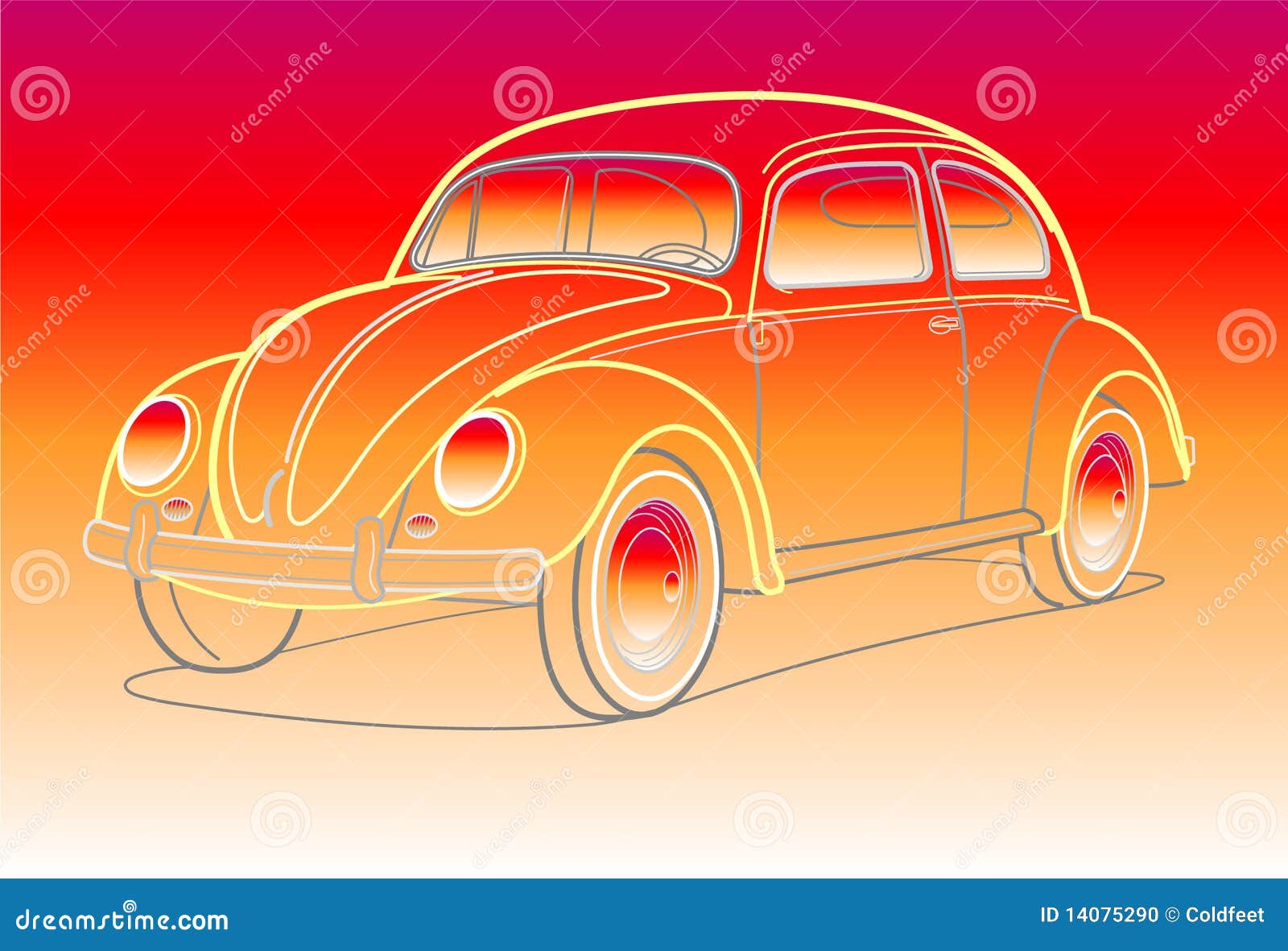 Old car in sunset colors stock vector. Illustration of drive - 14075290