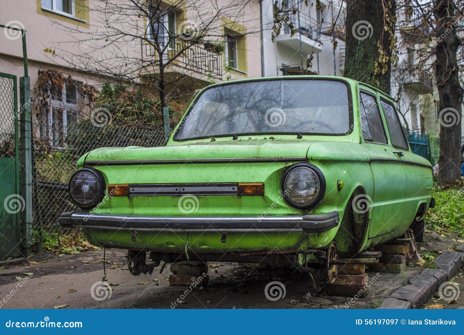 Old car in the yard stock image. Image of grass, detail - 56197097