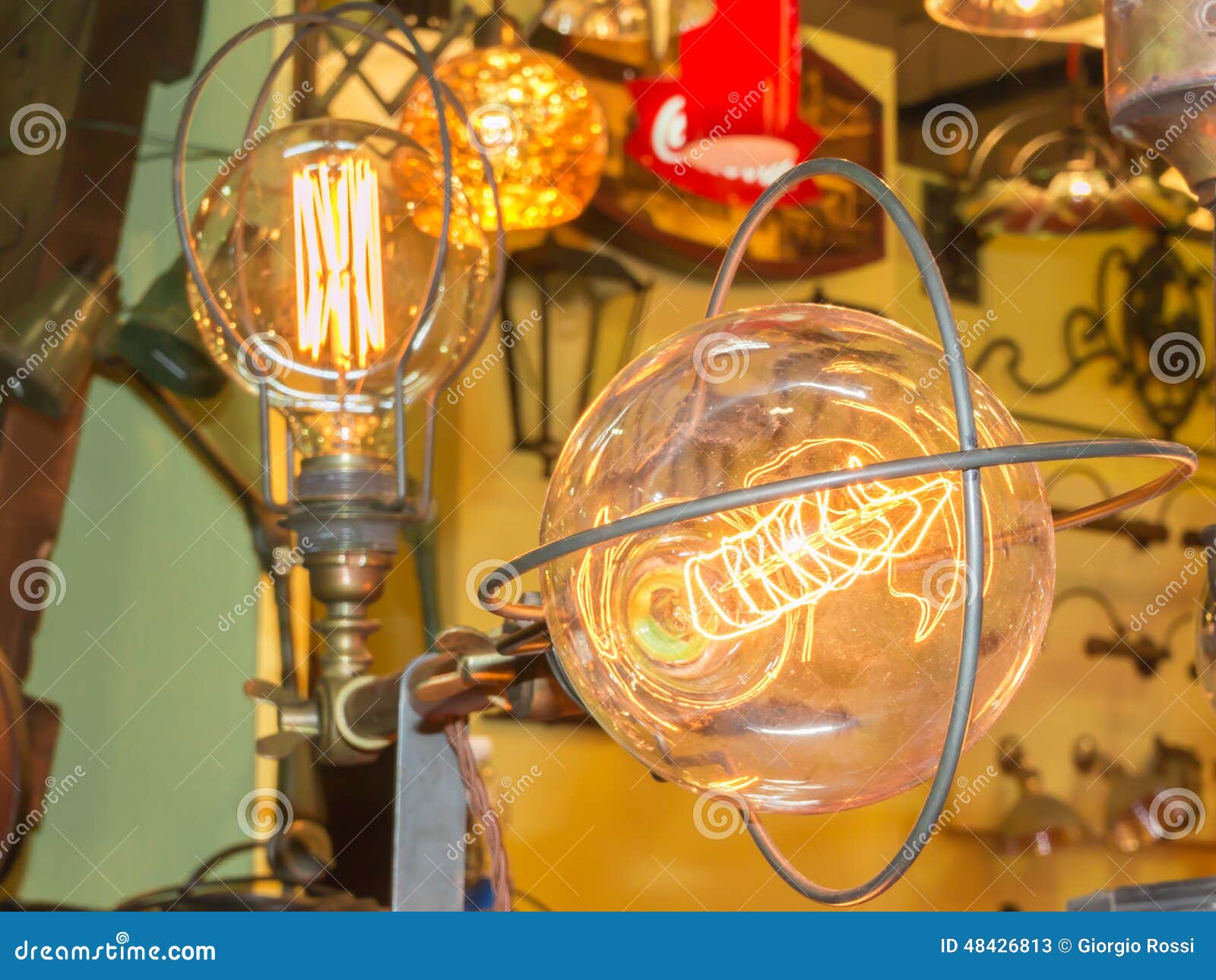 Old Carbon Light Bulb Filament Stock Image - Image of incandescent ...