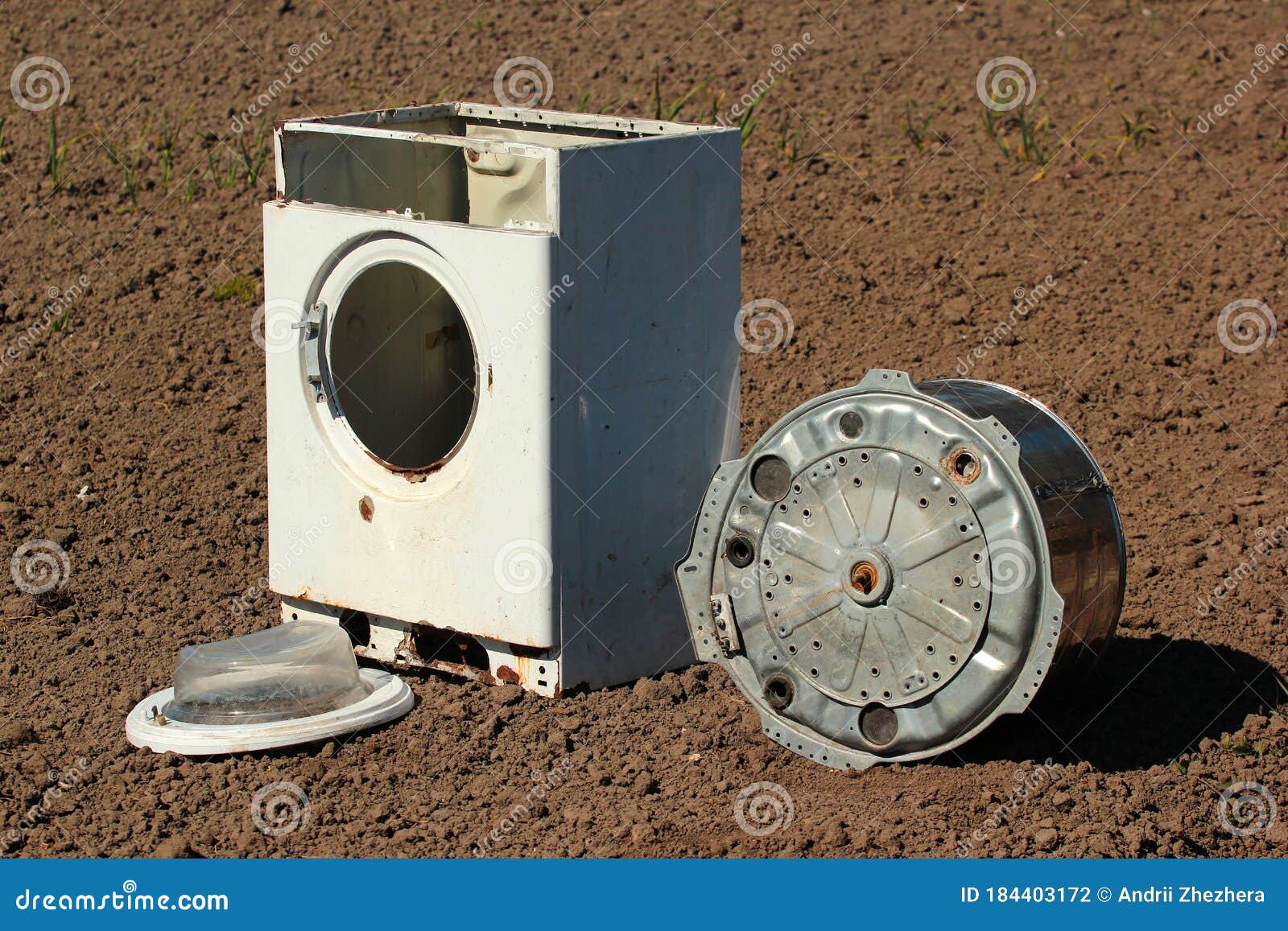 Old Carcass of a Washing Machine with Stainless Steel Drum Stock Photo ...