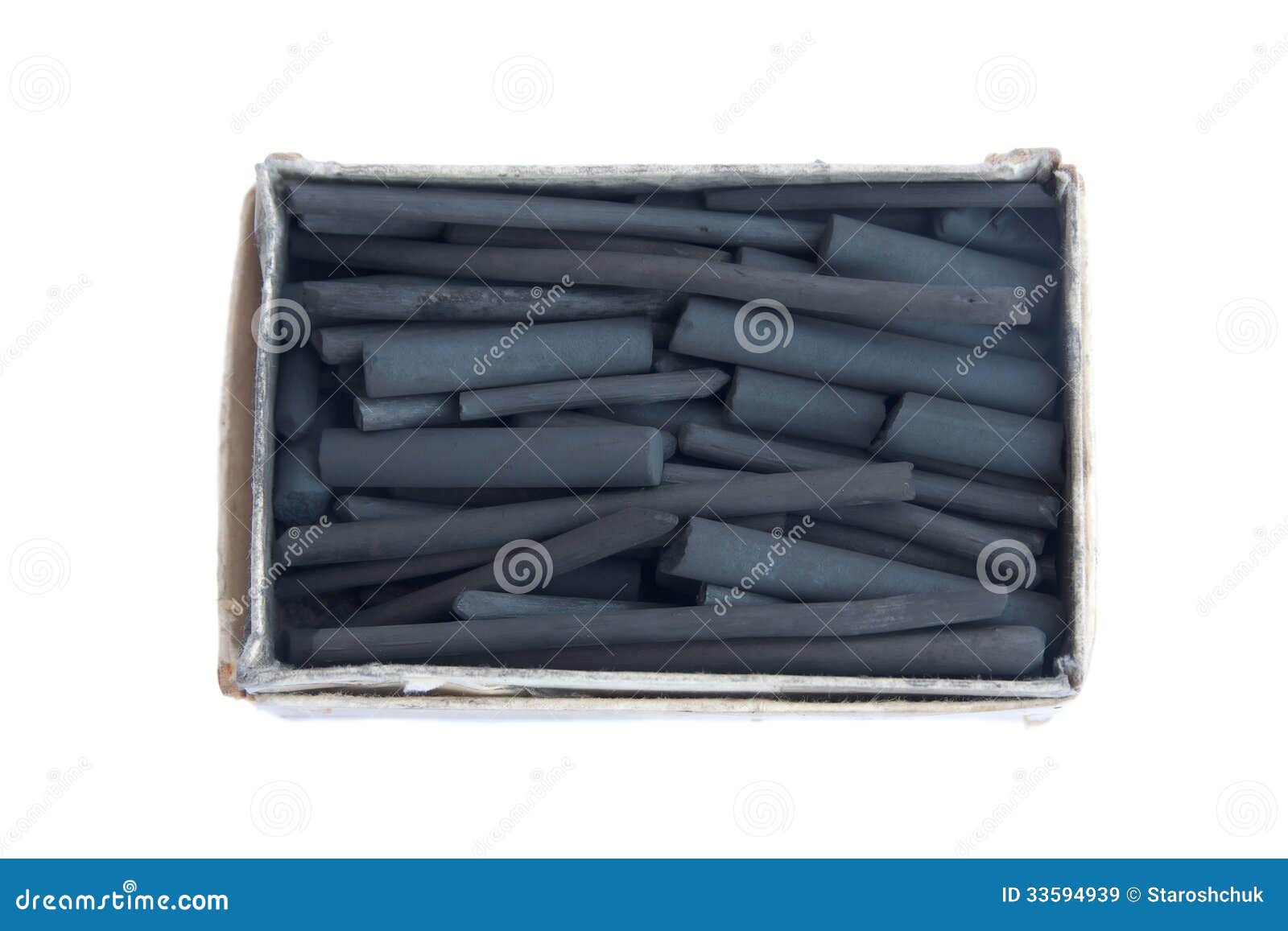 Old Cardboard Box with Charcoal Sticks Stock Image - Image of sketch ...
