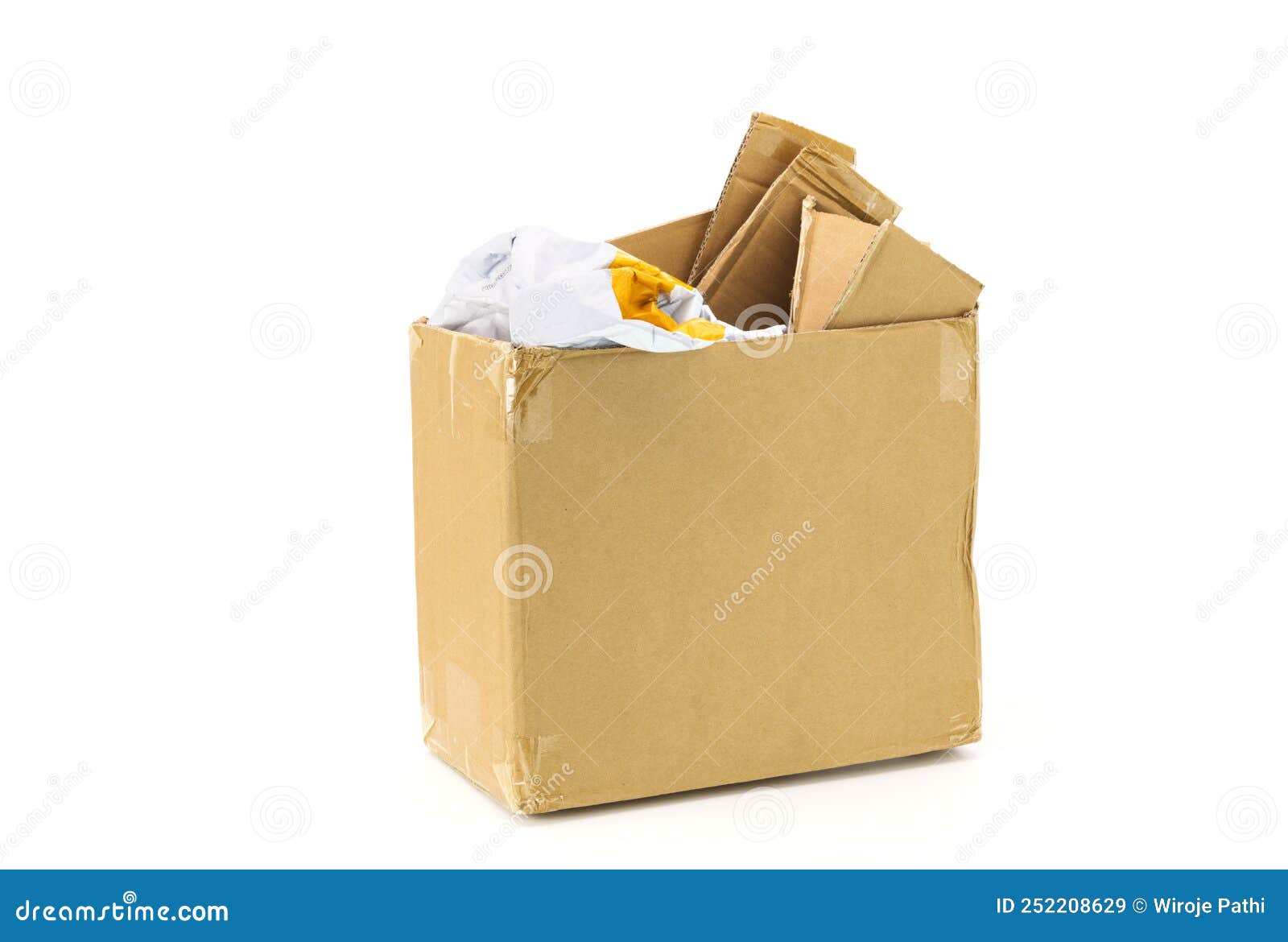An Old Cardboard Box that Has Been Used. Cut or Separated on a White ...