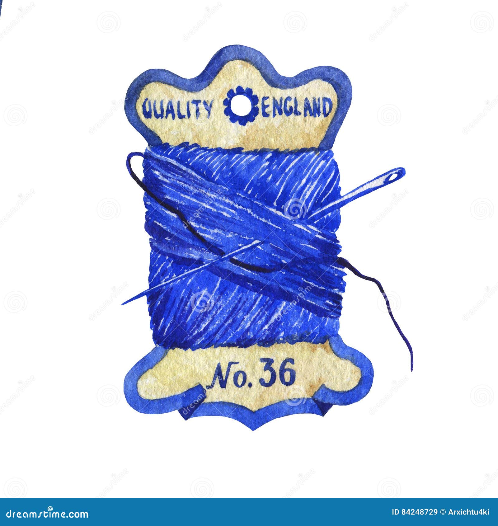 A Spool Of Thread Decorated With Flowers. Watercolor Drawing Of Flowers ...