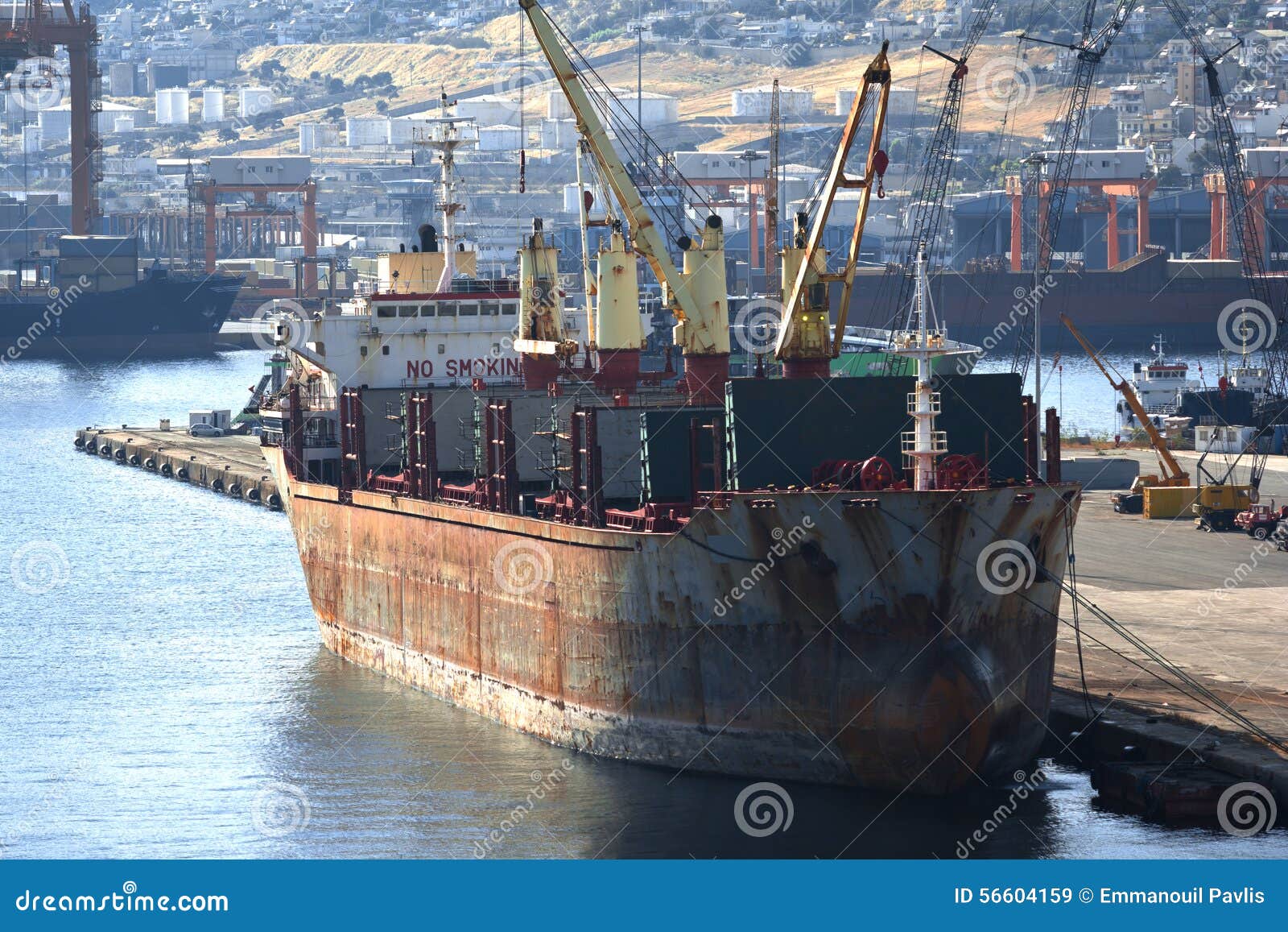 Old cargo vessel stock image. Image of crane, greece - 56604159