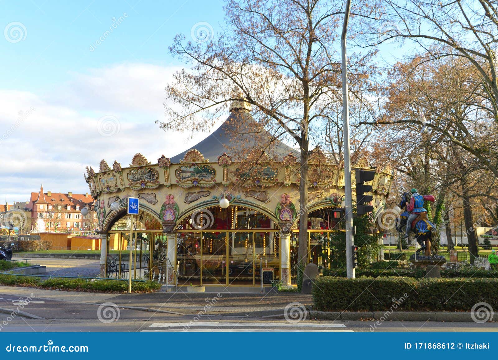 Old Carousel from 1900 in Colmar. Editorial Photography - Image of mars ...