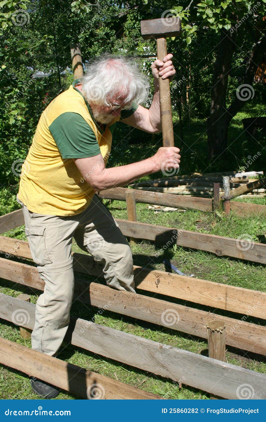 Old Carpenter Building a Wooden Terrace Stock Photo - Image of desks ...