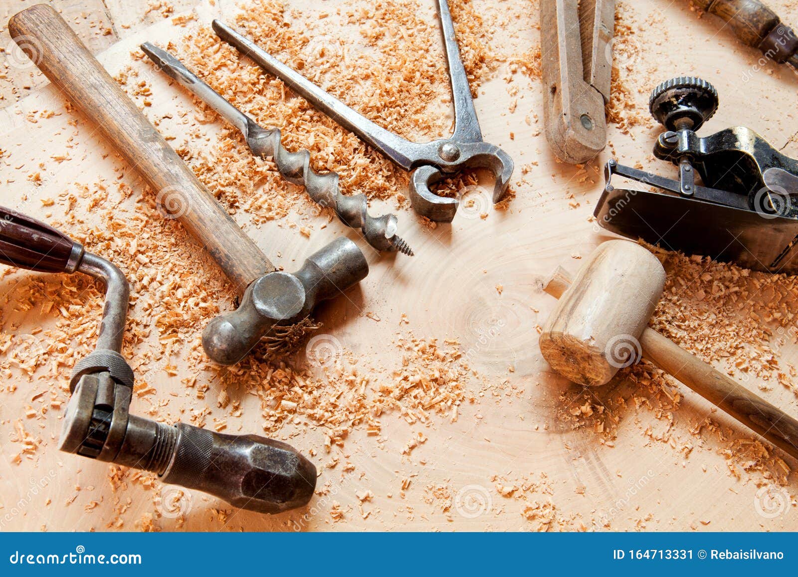 Old carpenter`s tools stock image. Image of atelier - 164713331