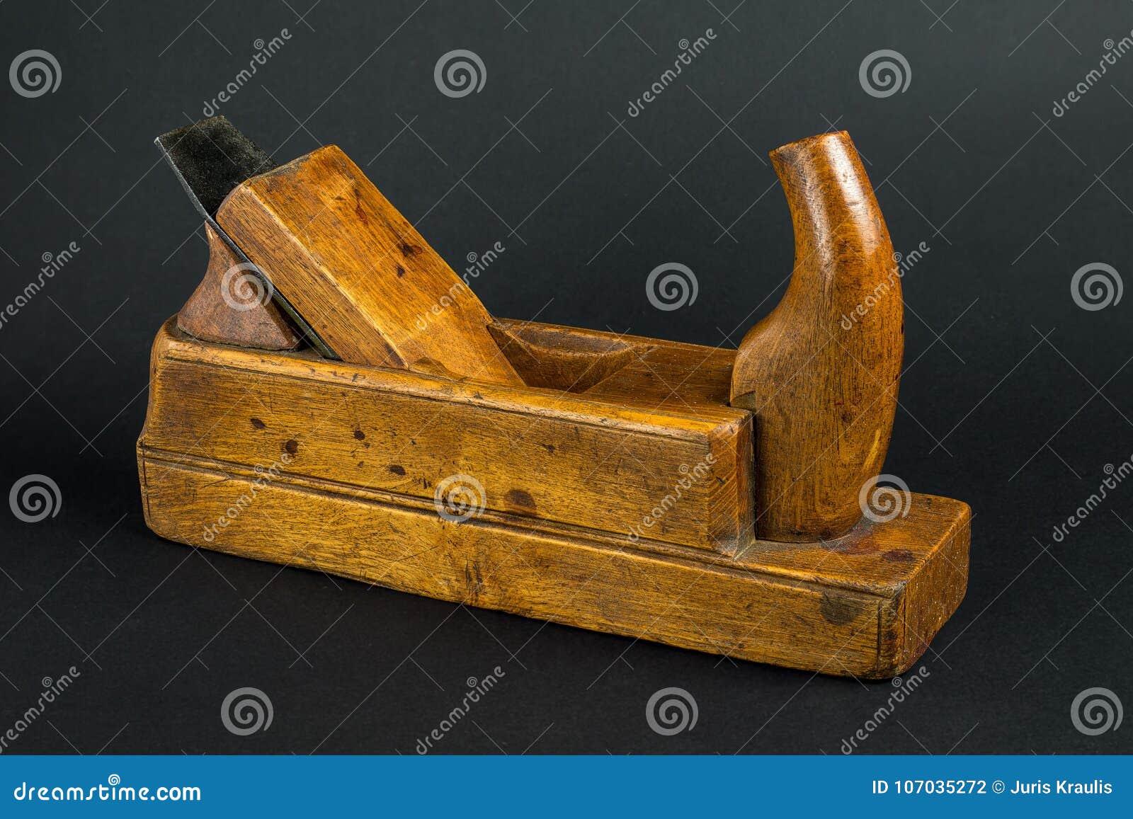 Old Carpenter Tool Wood Plane on a Gray Stock Photo - Image of design ...