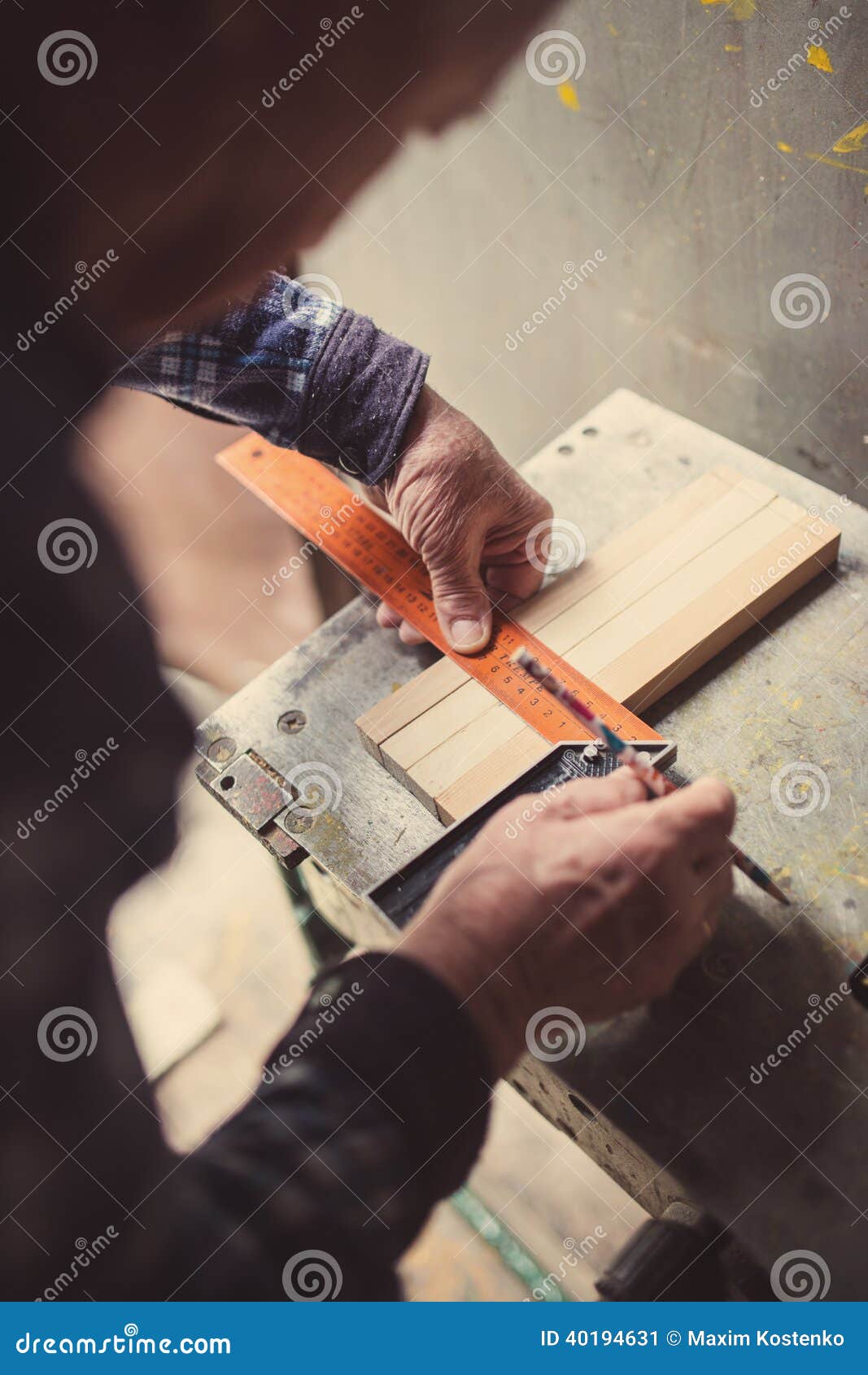Old Carpenter Working with Wood Stock Image - Image of carpentry, male ...