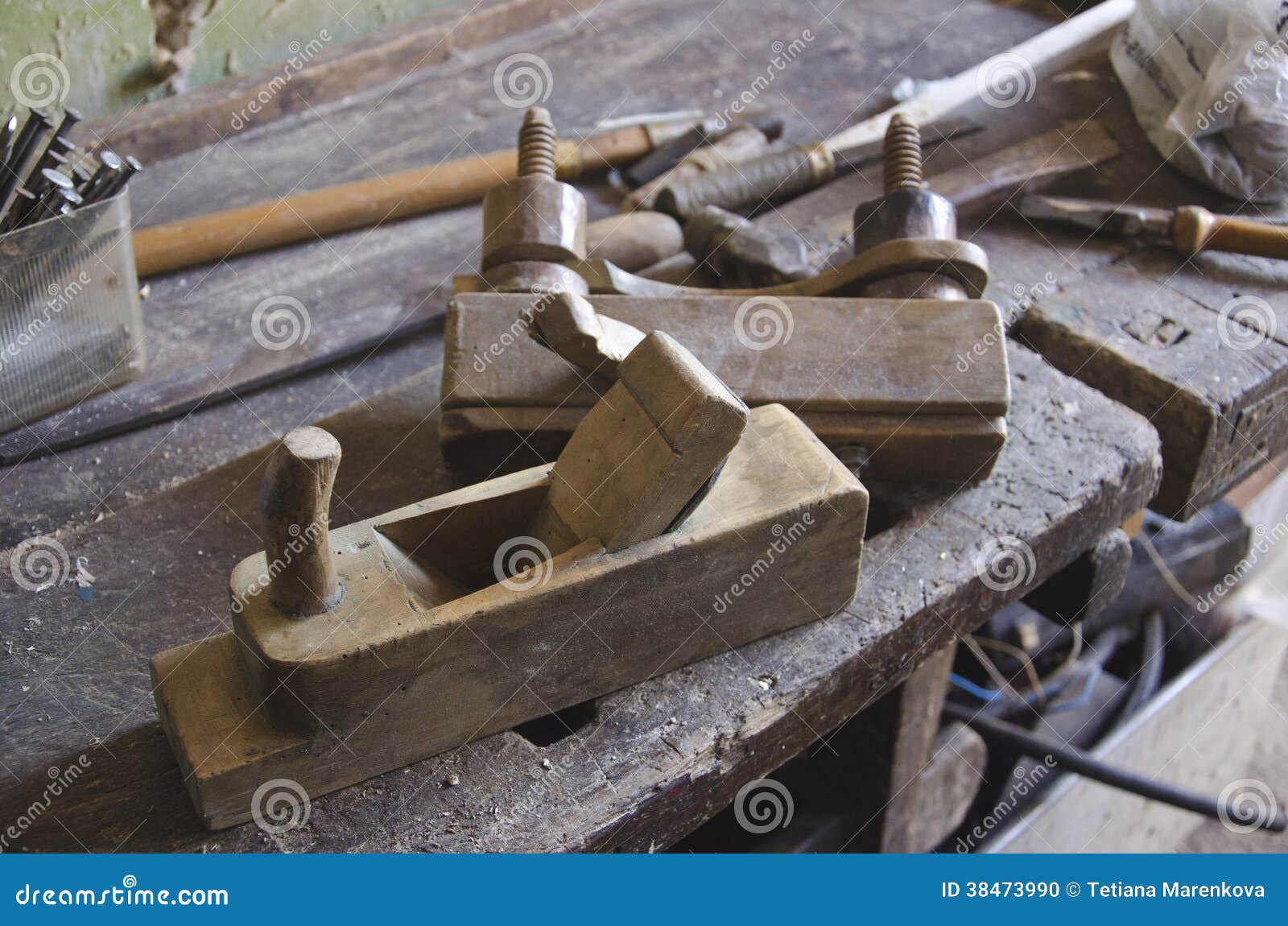 Old carpentry tools stock photo. Image of wood, table - 38473990