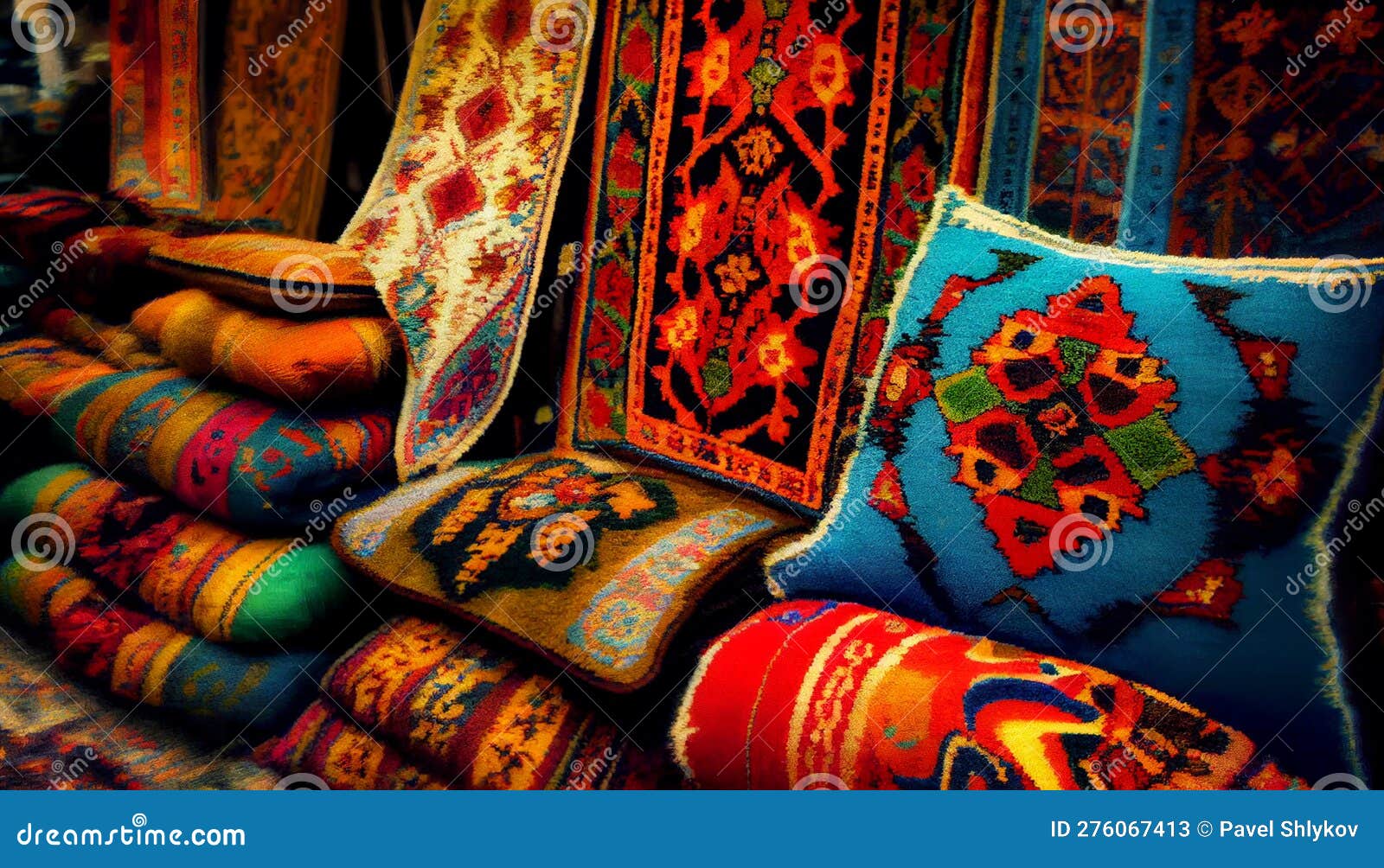 Old Carpet Shop in Eastern Bazaar Stock Illustration - Illustration of ...