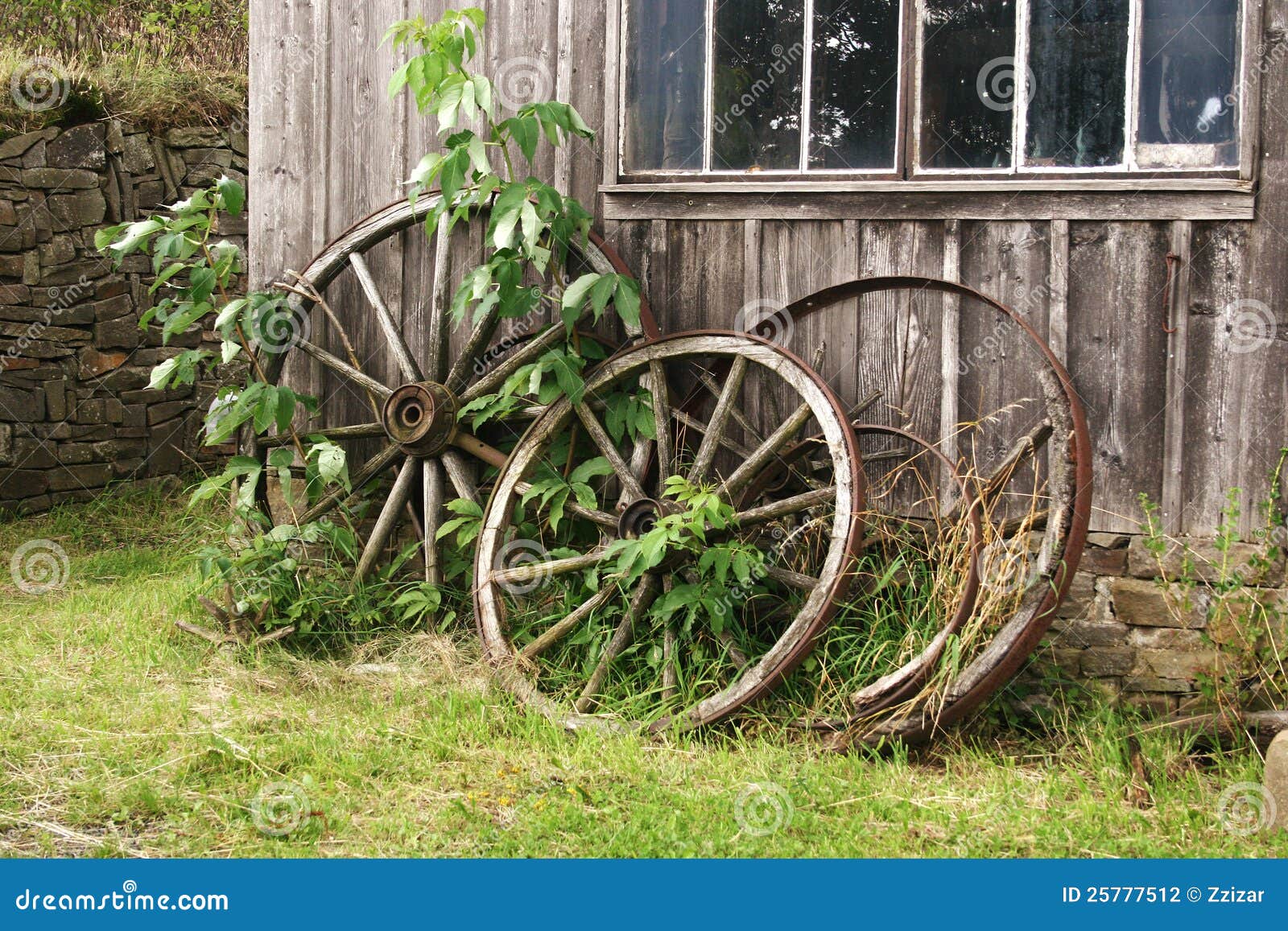 Old Carriage Wheels stock photo. Image of history, green - 25777512