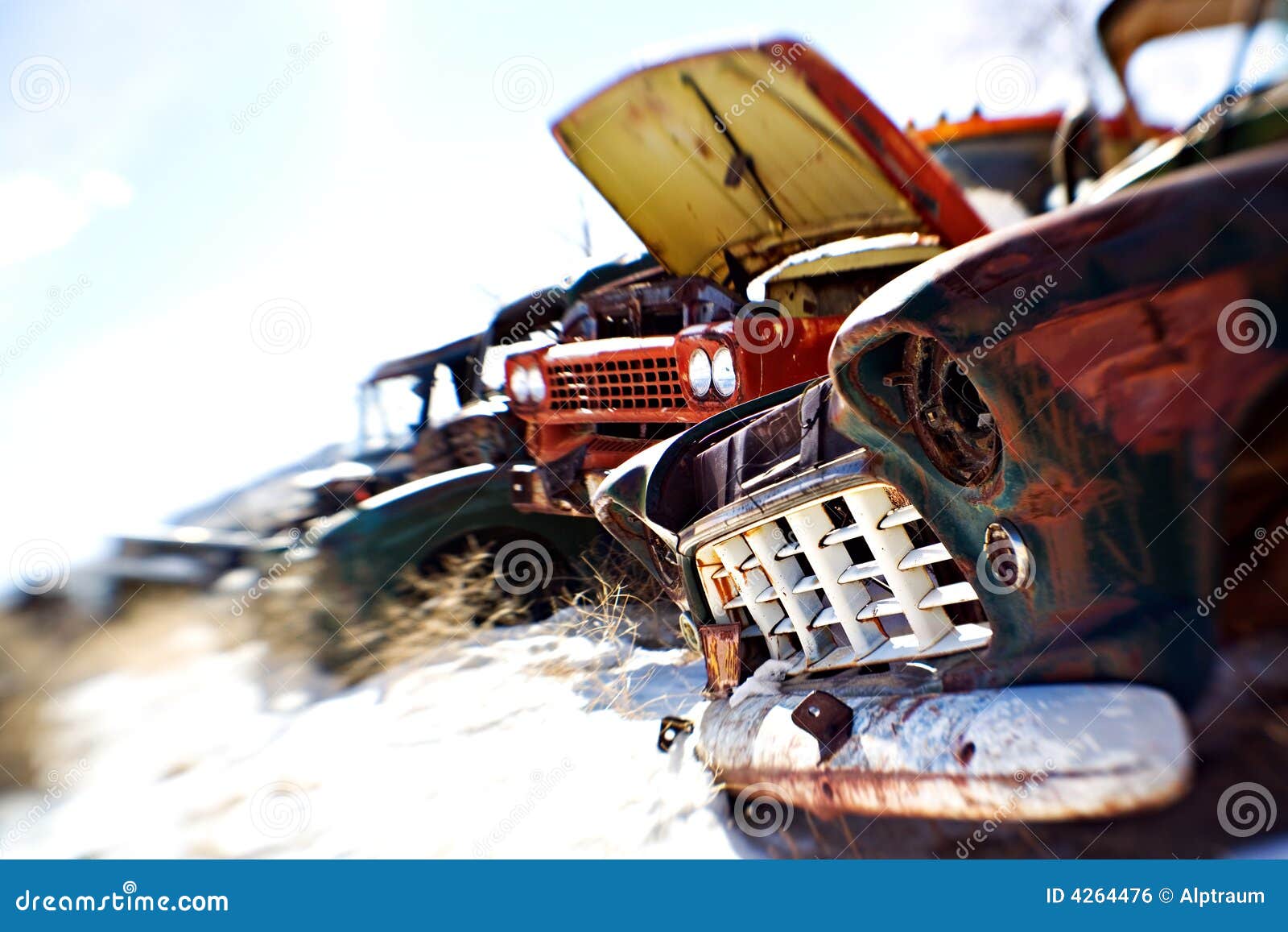 Old cars at junkyard stock photo. Image of copyspace, closeup - 4264476