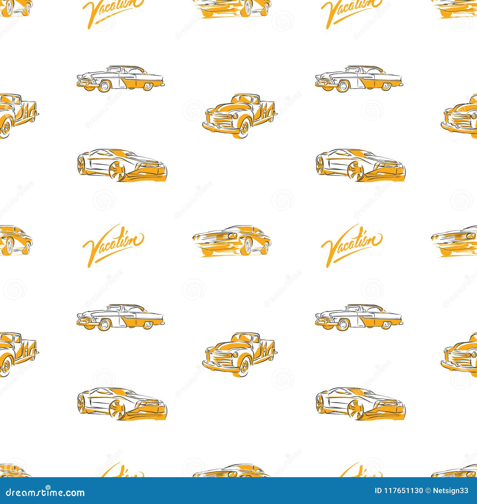 Old cars seamless pattern stock vector. Illustration of backdrop ...