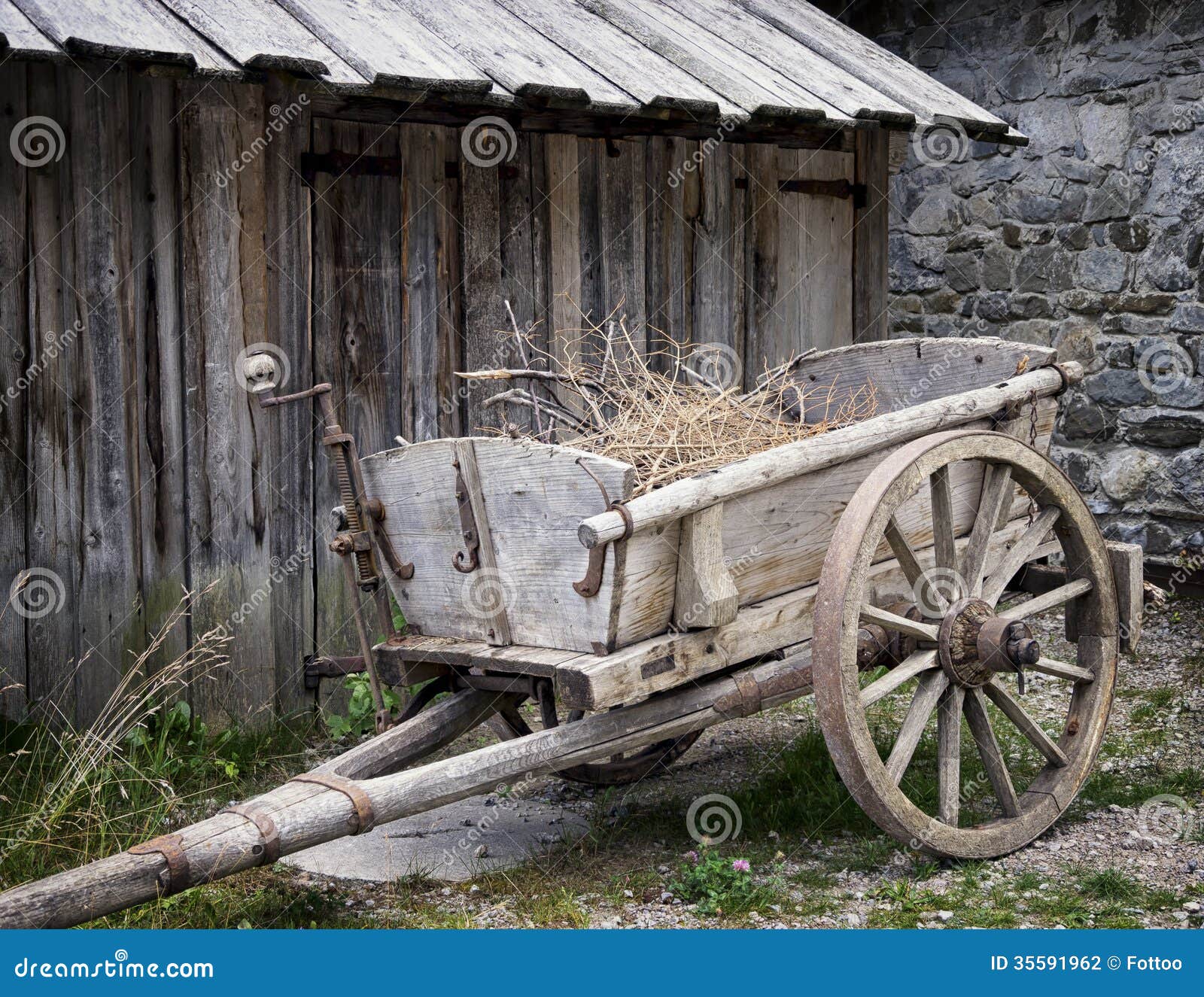 Old cart stock photo. Image of green, cart, tranquil - 35591962