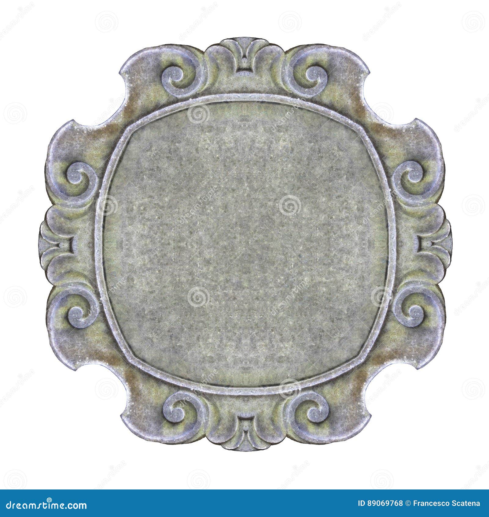 Old Carved Stone Frame on White Background for Easy Selection Stock ...