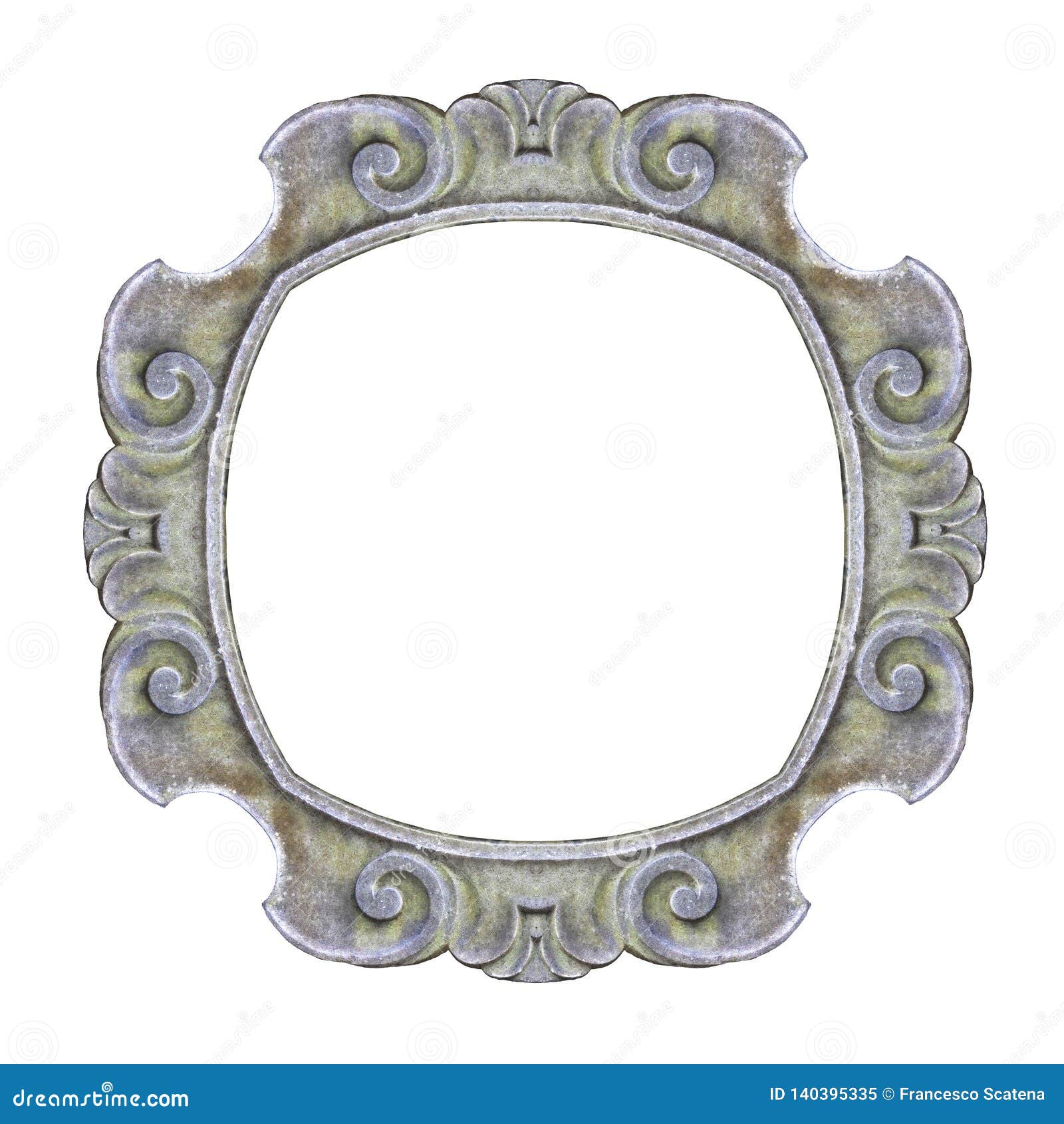 Old Carved Stone Frame on White Background for Easy Selection Stock ...