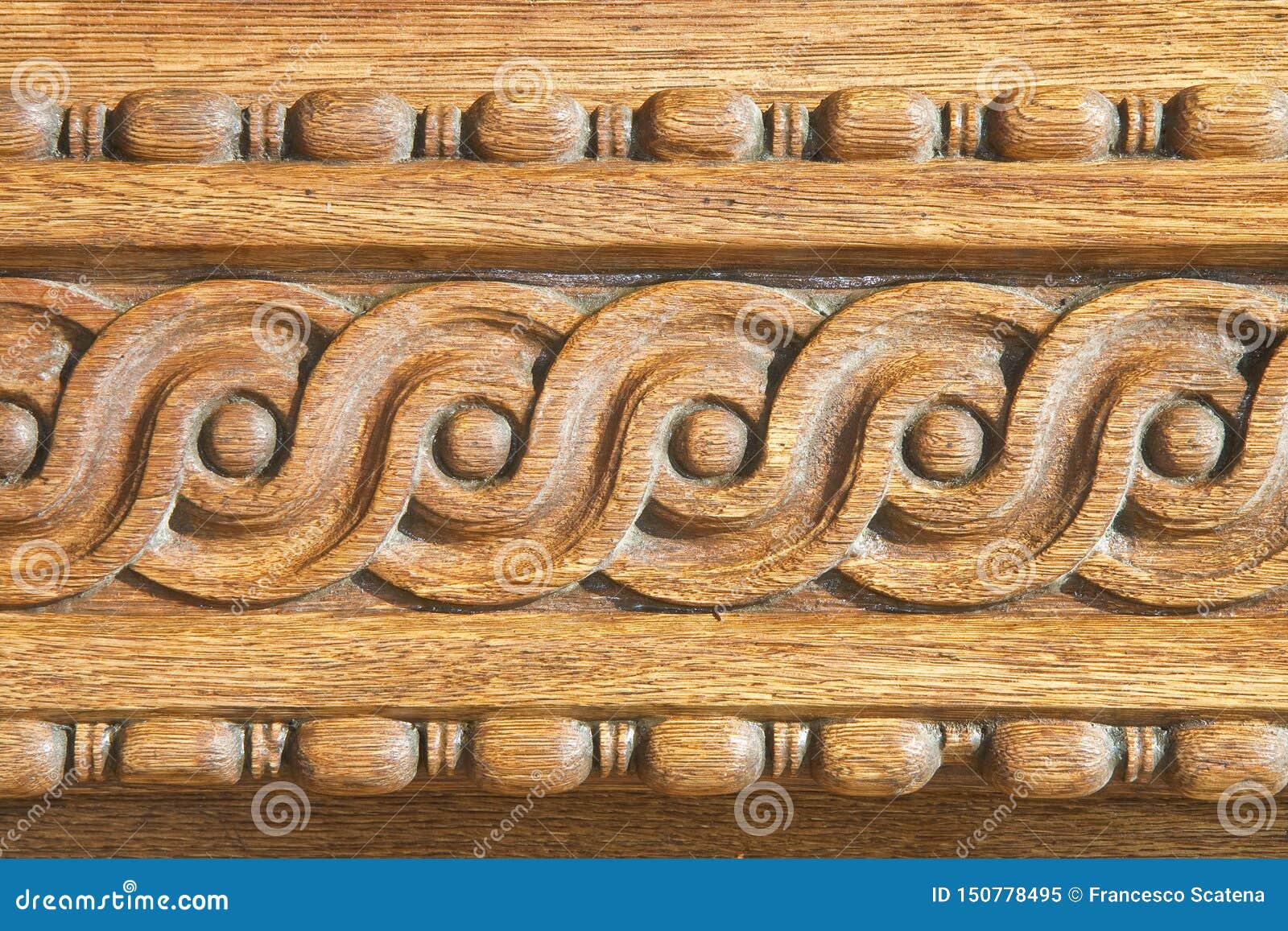 Old Carved Wooden Frame with Geometric and Circular Decorations Shape ...